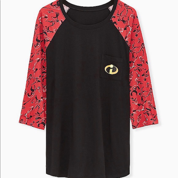 torrid | Tops | Disneypixar Incredibles Blackred Raglan Top | Poshmark